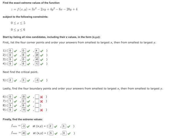 Solved Find the exact extreme values of the function | Chegg.com