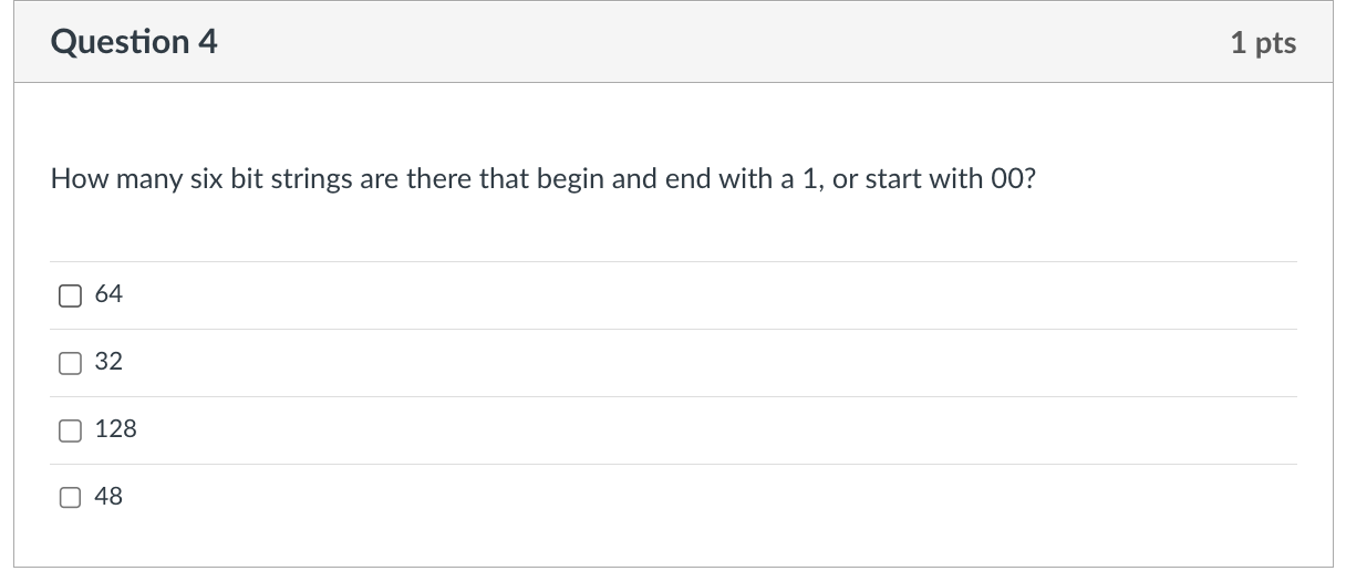 Solved How many six bit strings are there that begin and end | Chegg.com