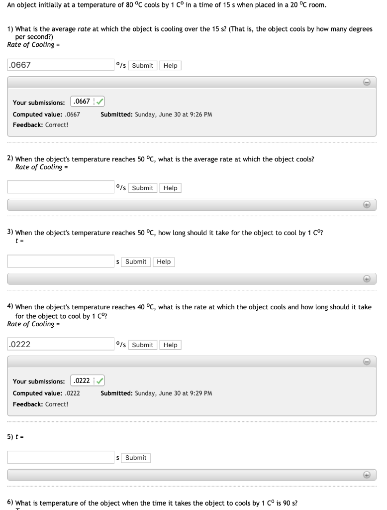 Solved An object initially at a temperature of 80 °C cools | Chegg.com