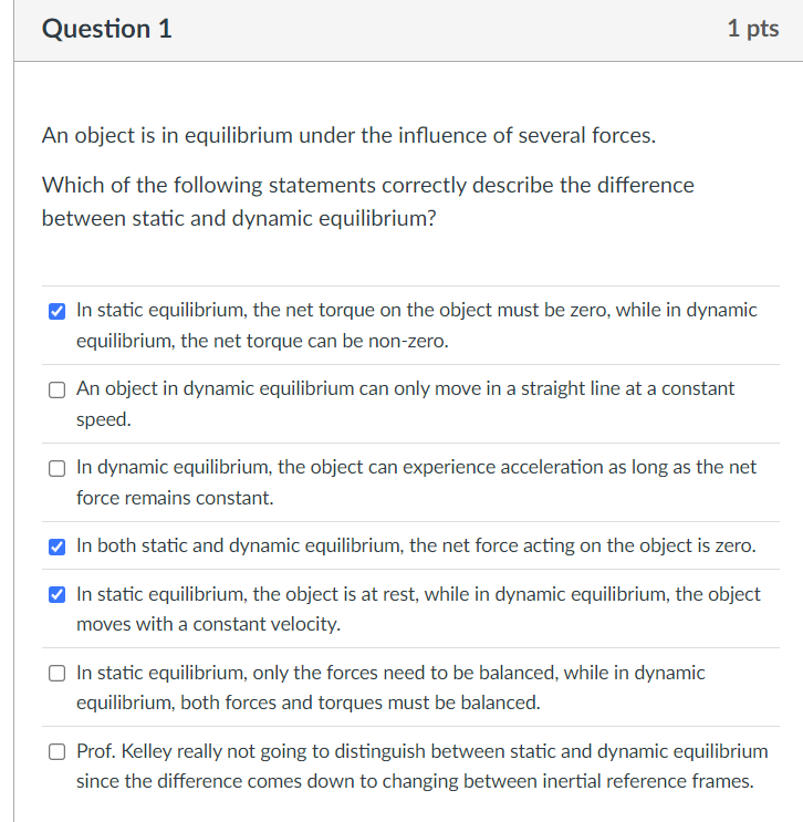 High Quality SOLUTION Question 1An object is in equilibrium under the ...
