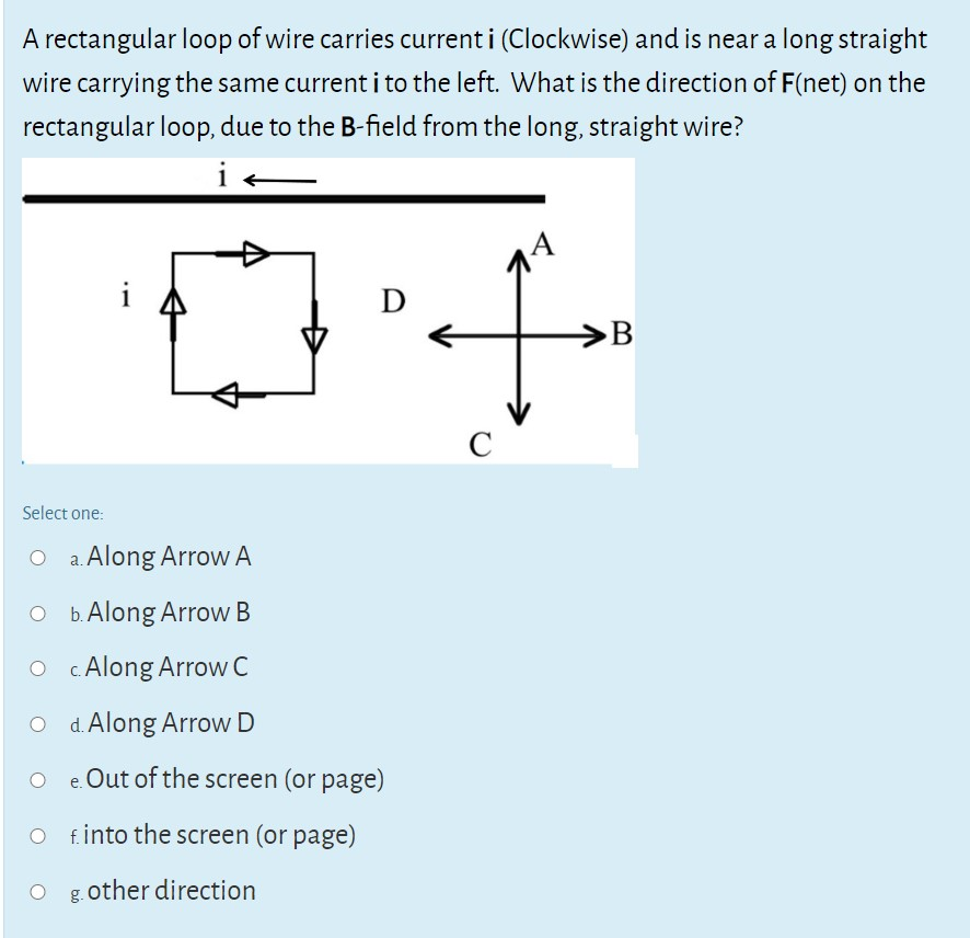 Solved A rectangular loop of wire carries current i | Chegg.com