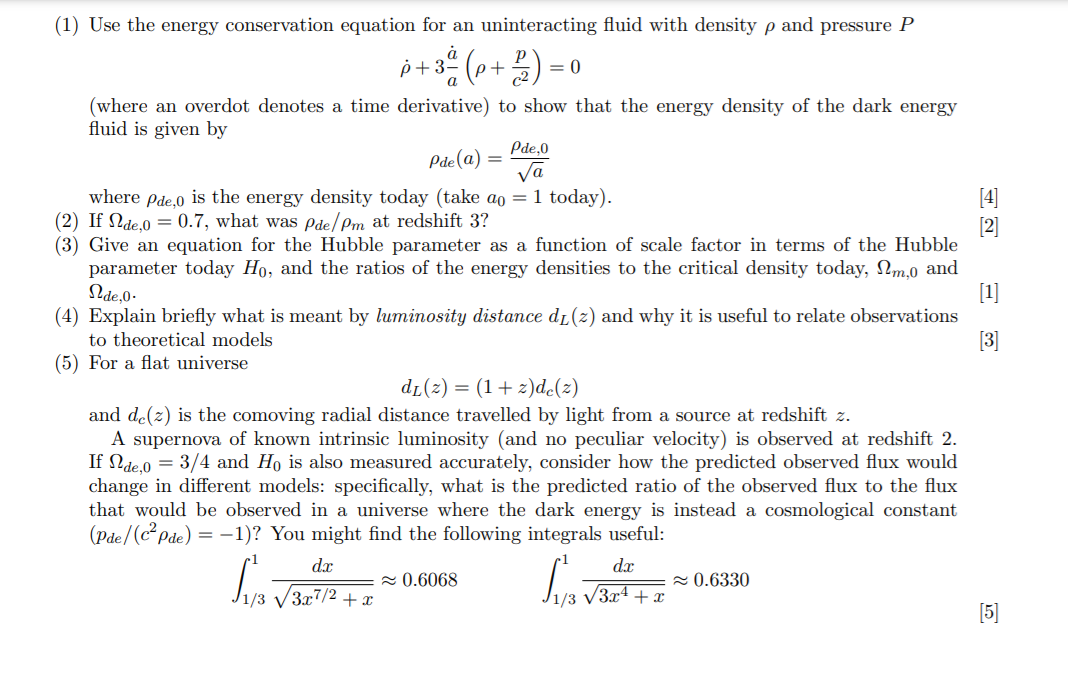 (1) Use the energy conservation equation for an | Chegg.com