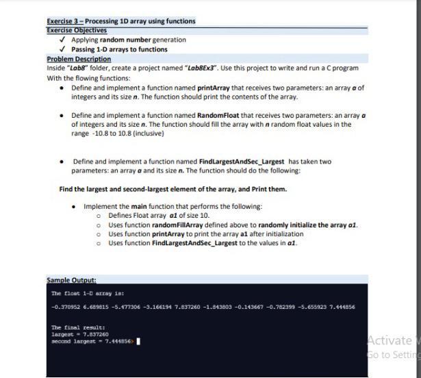Solved Exercise 3 - Processing 10 array using functions | Chegg.com