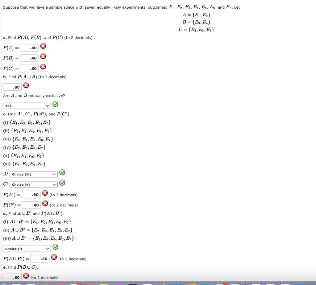 Solved Suppose that we have a sample space with seven | Chegg.com