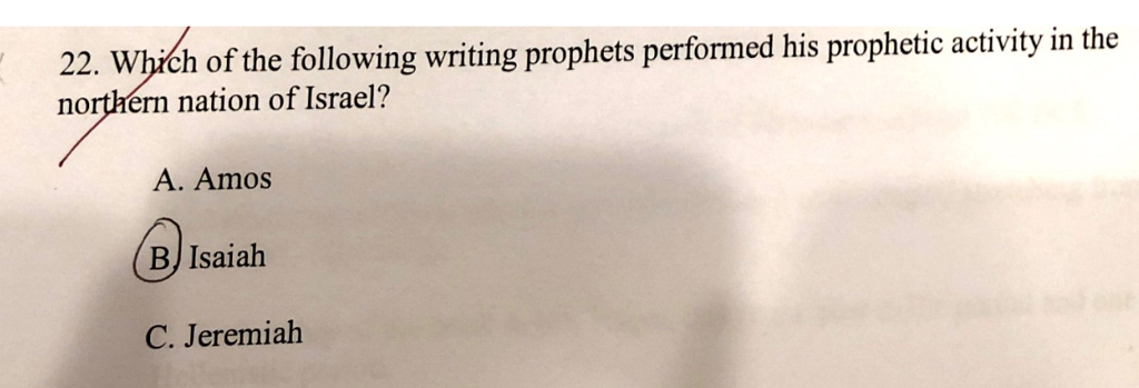 Solved 22. Which of the following writing prophets performed | Chegg.com