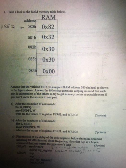 Solved Take a look al the RAM memory table below. Assume | Chegg.com