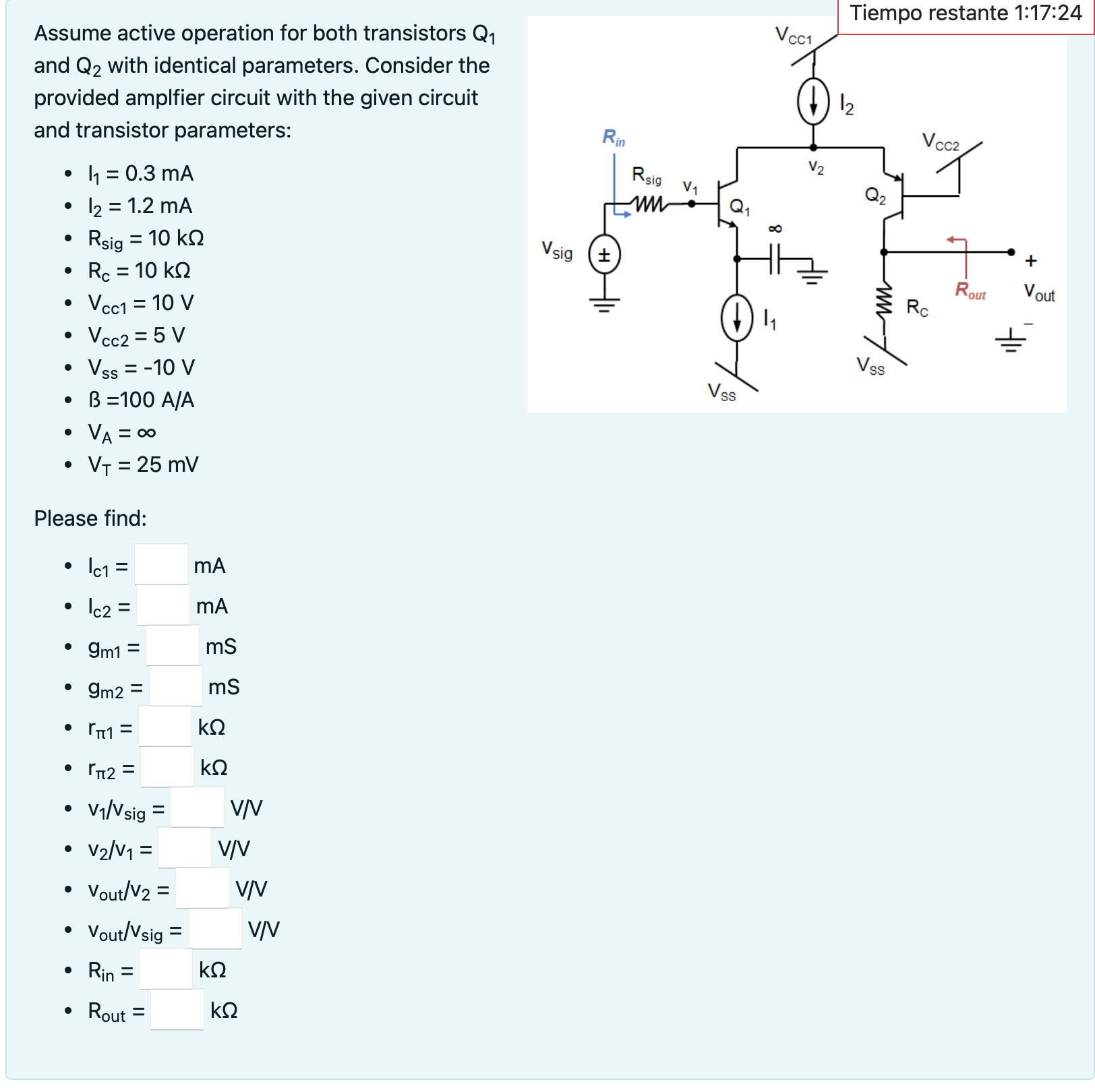 Solved Assume active operation for both transistors Q1 and | Chegg.com