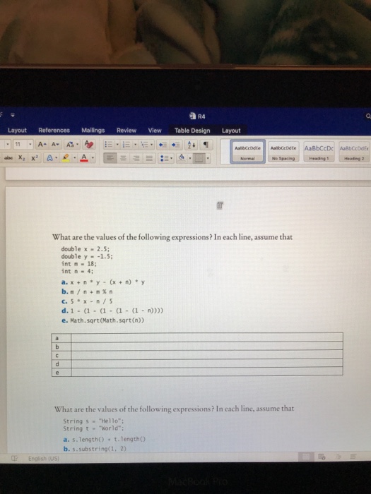 Solved R4 a. Layout References Mailings Review View Table | Chegg.com