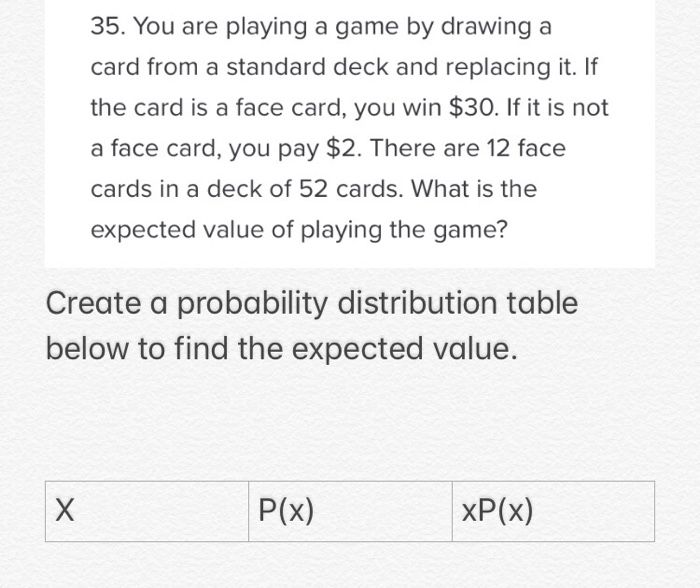 Solved 35. You are playing a game by drawing a card from a | Chegg.com