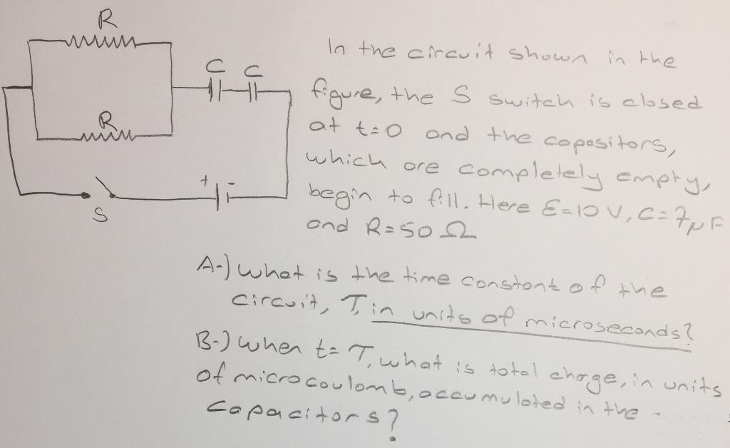 Solved R R. In the circuit shown in the figure, the S switch | Chegg.com