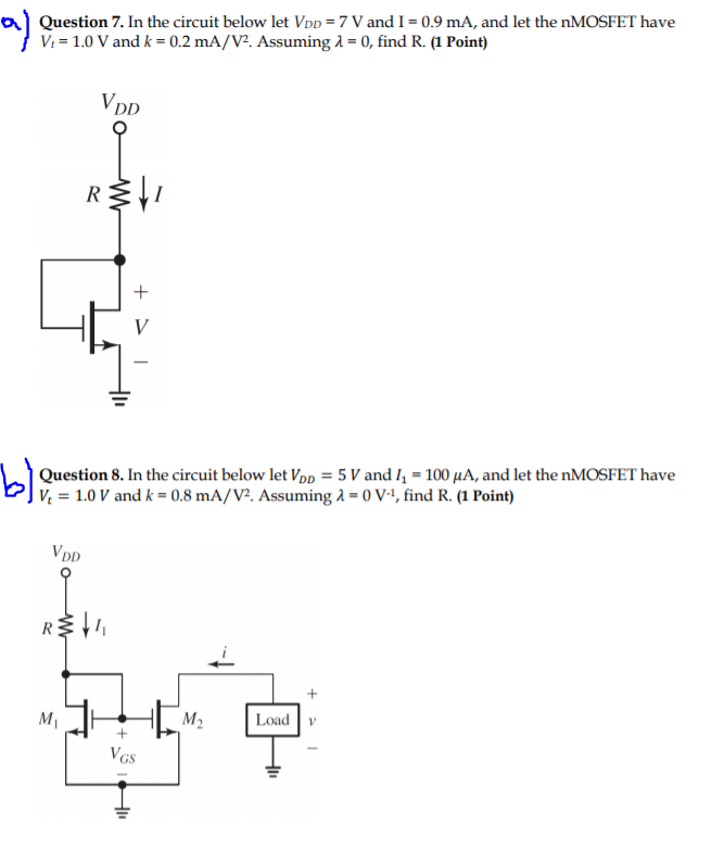 Solved a) Question 7. In the circuit below let Vpp = 7 V and | Chegg.com