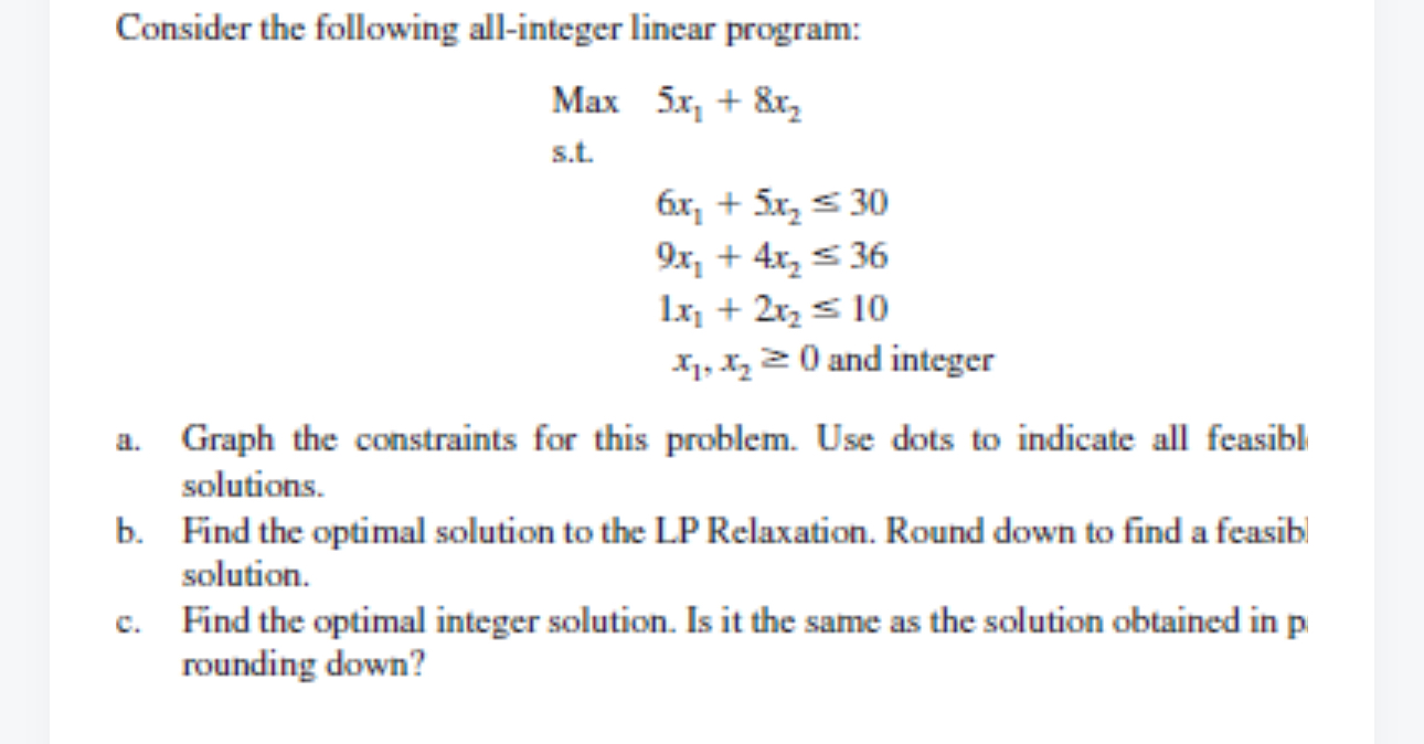 Solved Consider the following all-integer linear program:Max | Chegg.com