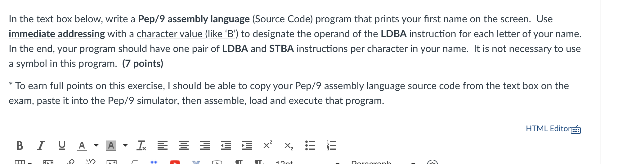 In the text box below, write a Pep/9 assembly | Chegg.com