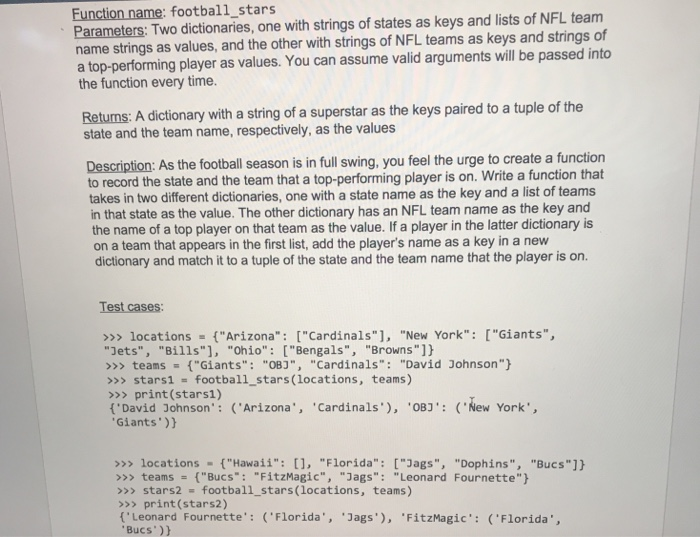 Solved Python : most work for any case not just test cases | Chegg.com
