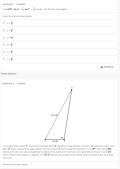 Solved QUESTION 1.6 POINTS In ABC sin A sin C and a -11. | Chegg.com