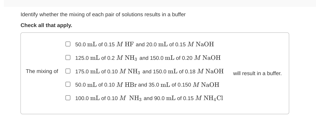 Solved Identify whether the mixing of each pair of solutions | Chegg.com