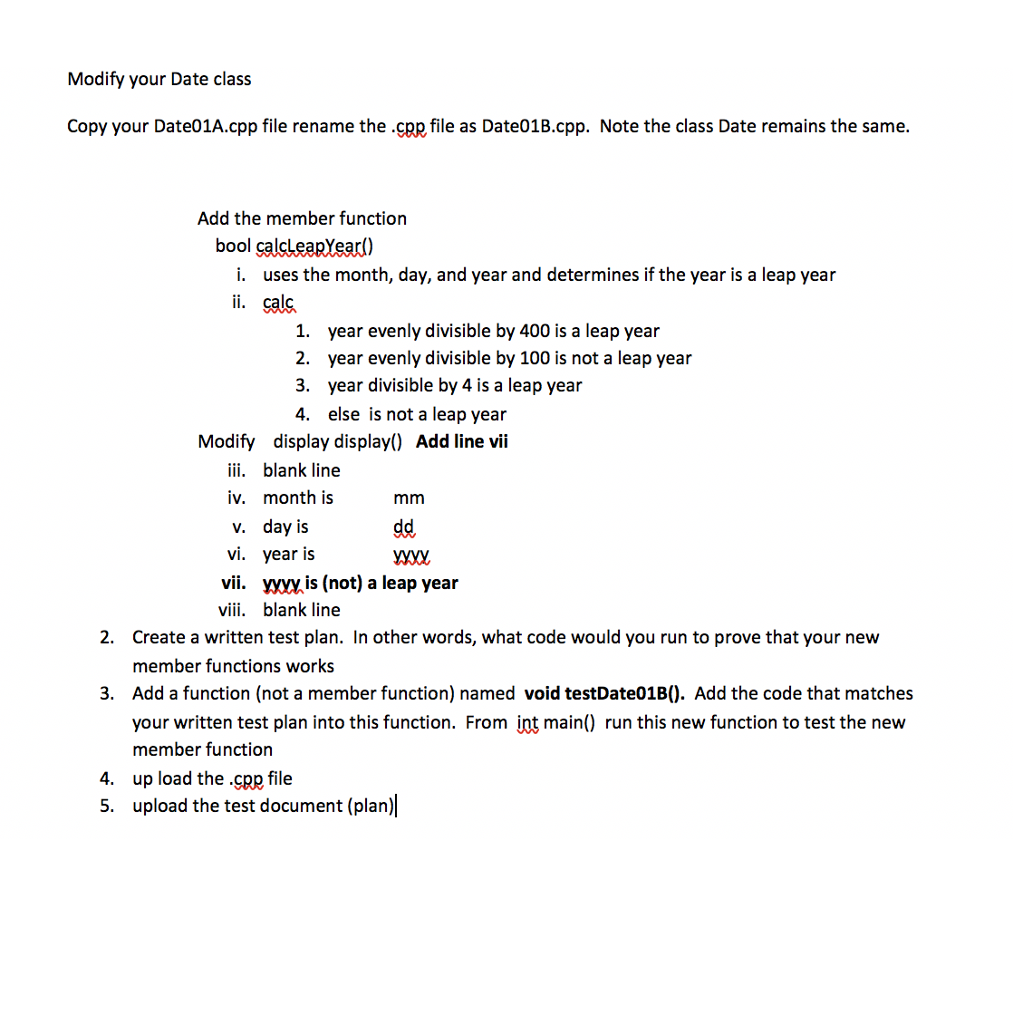Solved Date Class 1 Create A Class Named Date 2 Class Has 4680
