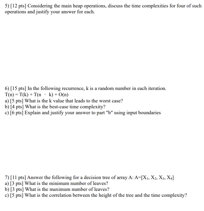 Solved 5 12 Pts Considering The Main Heap Operations 0798