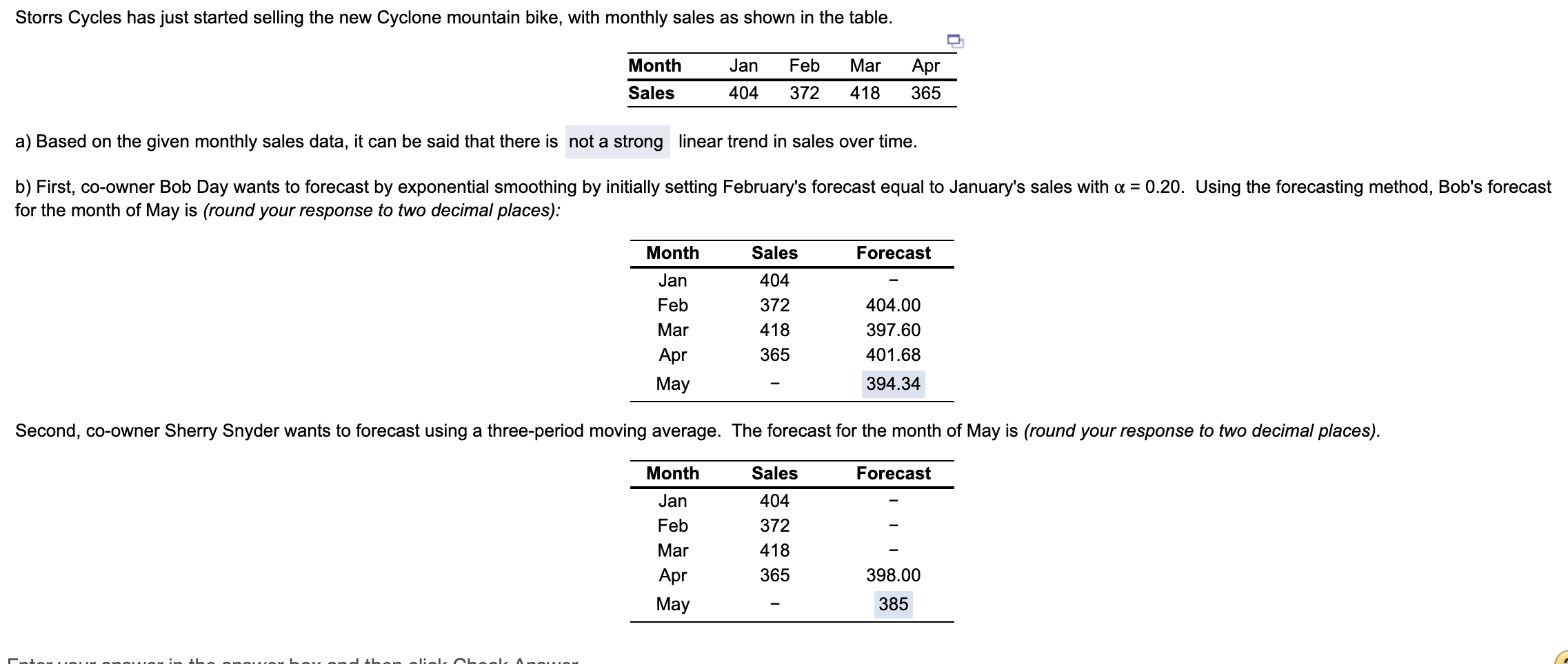 Solved For the forecast developed by Bob using exponential | Chegg.com