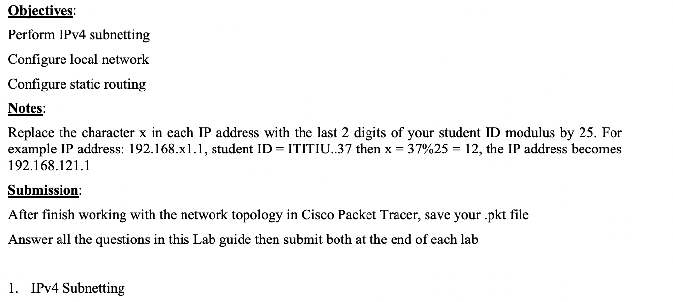 Solved Objectives: Perform IPv4 subnetting Configure local | Chegg.com Solved Objectives: Perform IPv4 subnetting Configure local | Chegg.com