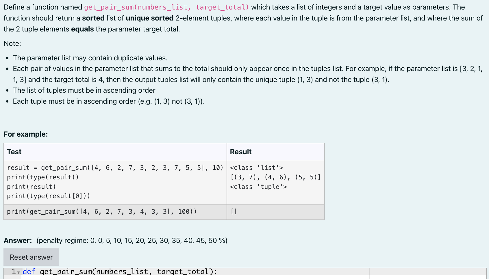 Solved get_pair_sum(numbers_list, Define a function named | Chegg.com