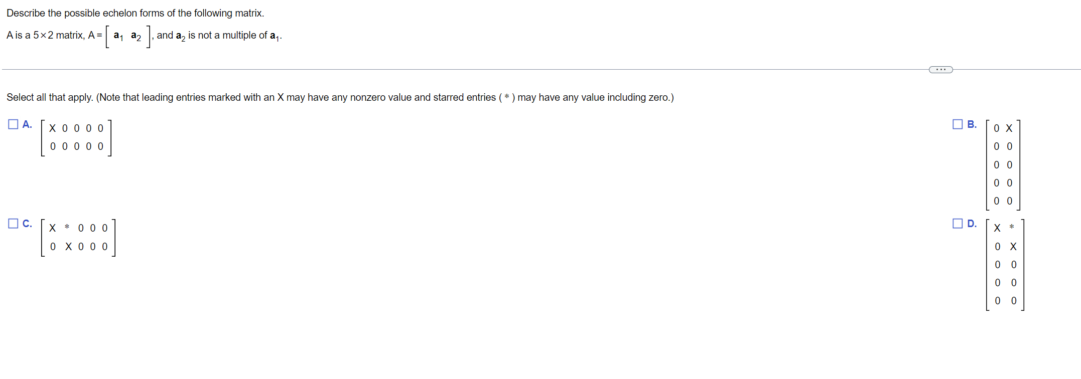 Solved Describe the possible echelon forms of the following | Chegg.com