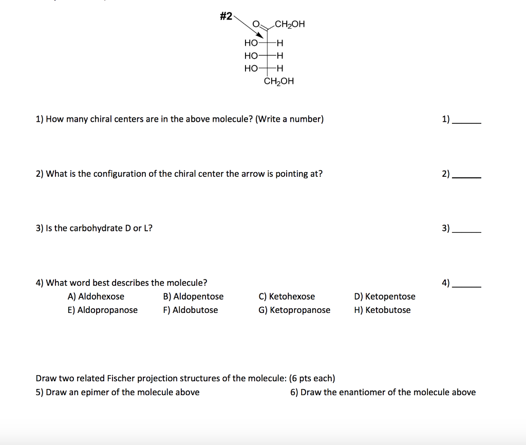 Solved #2 CH2OH но-Ен но -н НОЕн CH2OH 1) How many chiral | Chegg.com
