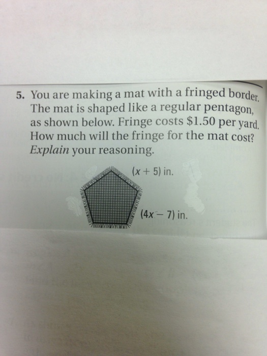 Solved You are making a mat with a fringed border. The mat | Chegg.com