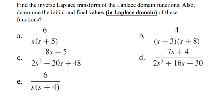 Solved Find the inverse Laplace transform of the Laplace | Chegg.com