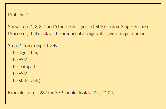 Problem 2: Show steps 1, 2, 3, 4 and 5 for the design | Chegg.com