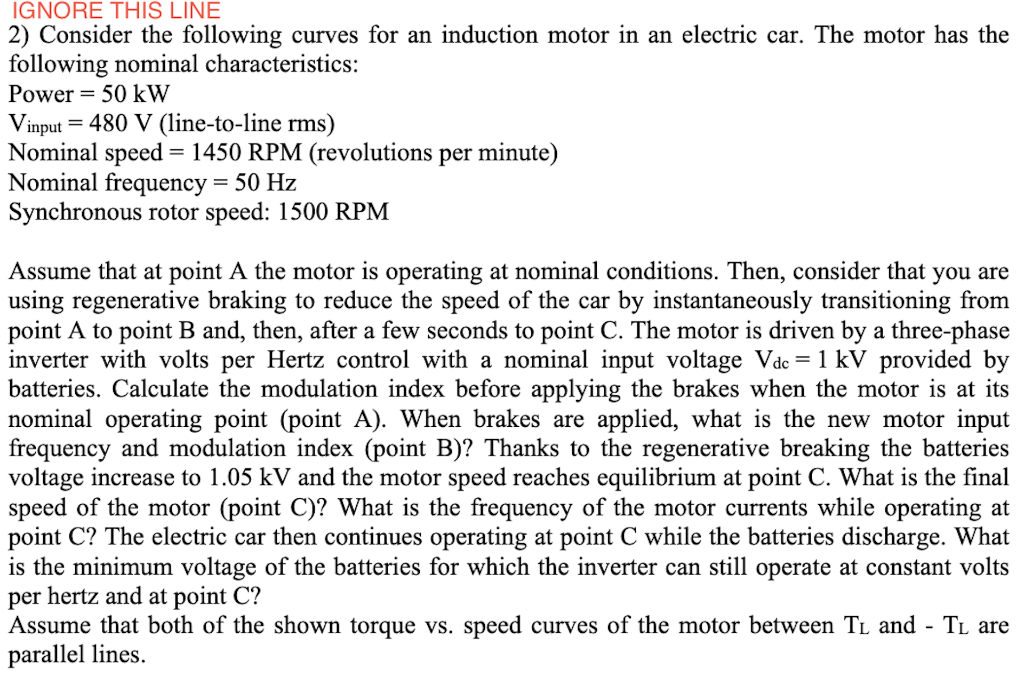 2) Consider the following curves for an induction | Chegg.com