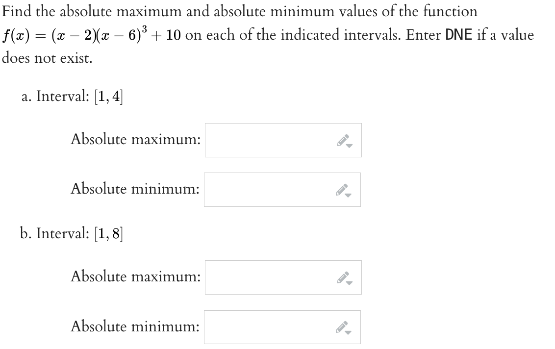 Solved Find The Absolute Maximum And Absolute Minimum Values