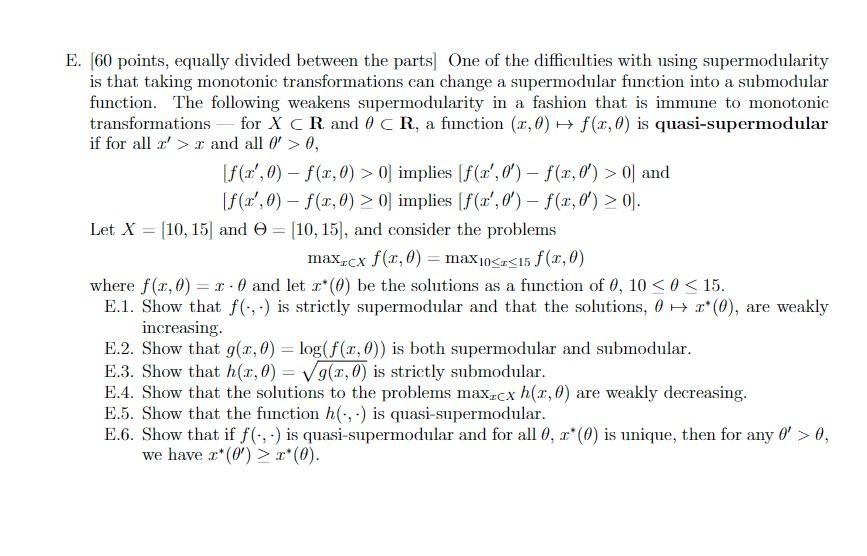 1 E. (60 points, equally divided between the parts | Chegg.com