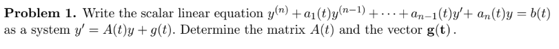 Solved Problem 1. Write the scalar linear equation | Chegg.com