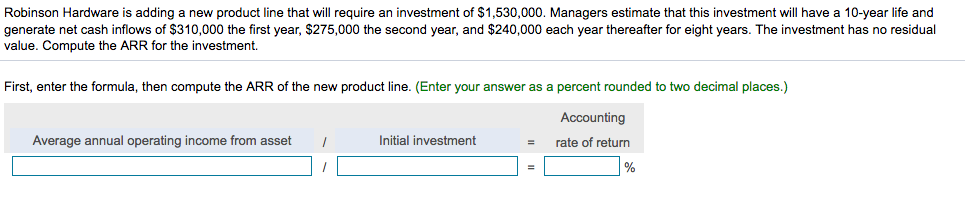 Solved Robinson Hardware is adding a new product line that | Chegg.com
