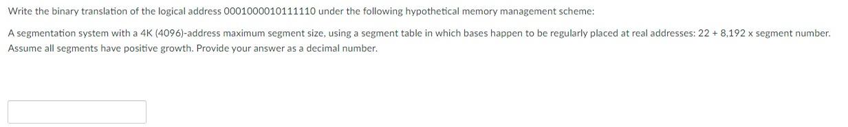 Solved Write the binary translation of the logical address | Chegg.com