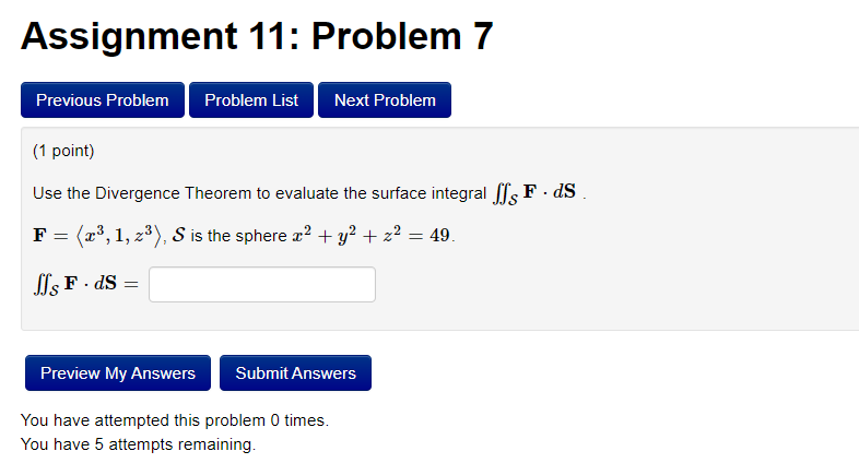 Solved Assignment 11: Problem 7 Previous Problem Problem | Chegg.com Solved Assignment 11: Problem 7 Previous Problem Problem | Chegg.com