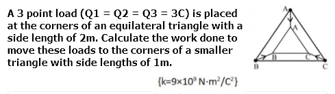 Solved A 3 point load (Q1 = Q2 = Q3 = 3C) is placed at the | Chegg.com