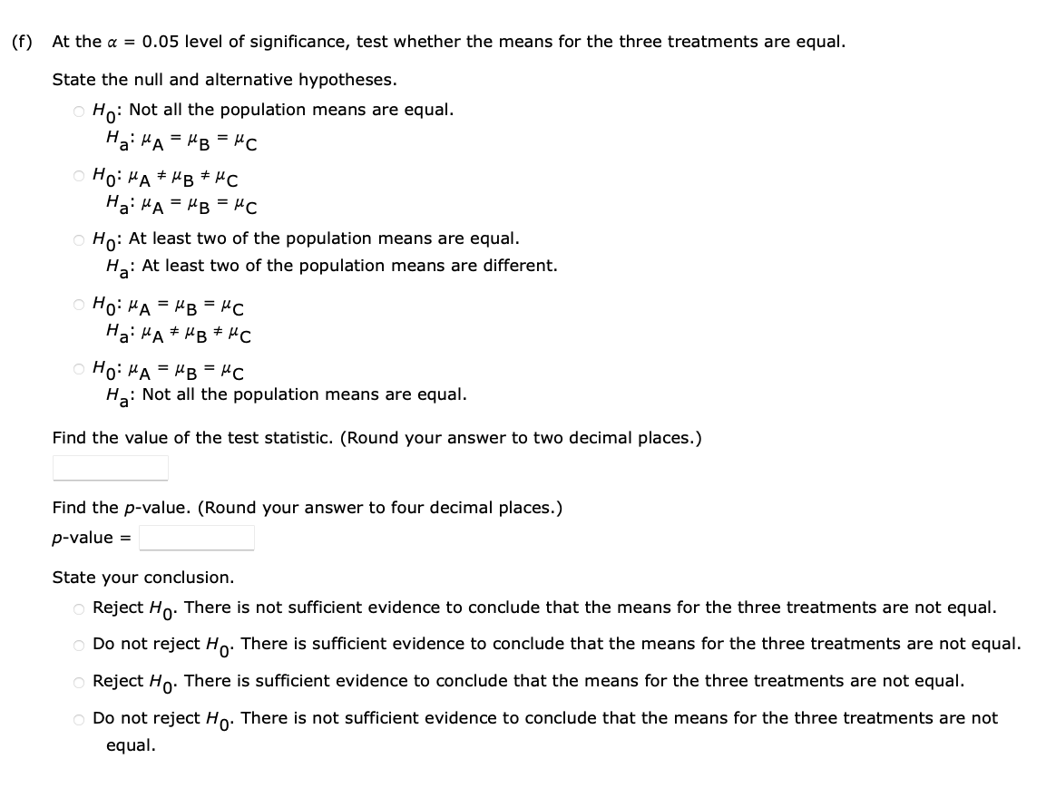 Solved The following data are from a completely randomized | Chegg.com