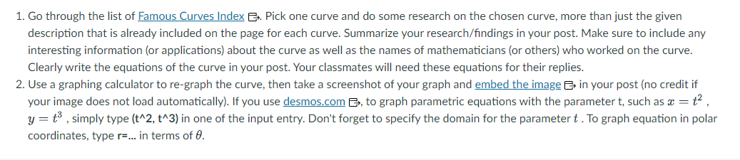 Solved 1. Go through the list of Famous Curves Index . Pick | Chegg.com