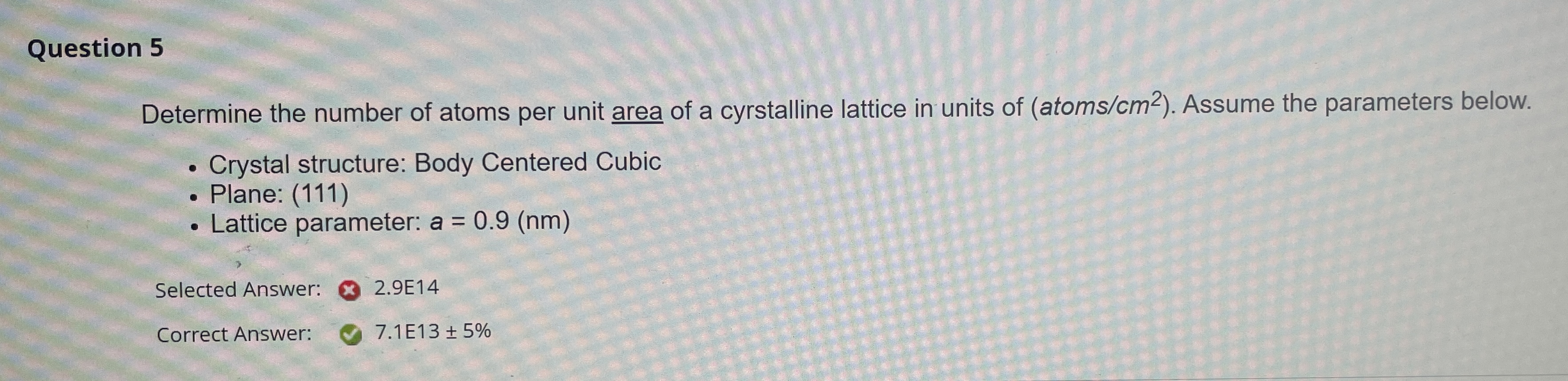 Question 5Determine the number of atoms per unit area | Chegg.com