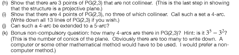 A finite projective plane PG(2,3) of order 3, can be | Chegg.com