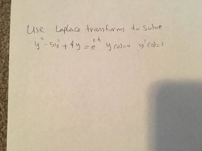 Solved Use Laplace transforms to solve y" - 5y' + 4y = e^2t | Chegg.com
