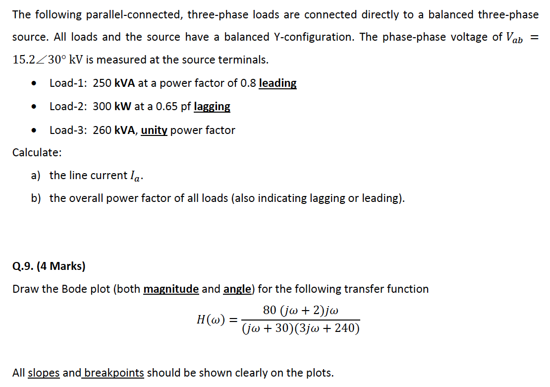 Solved The following parallel-connected, three-phase loads | Chegg.com