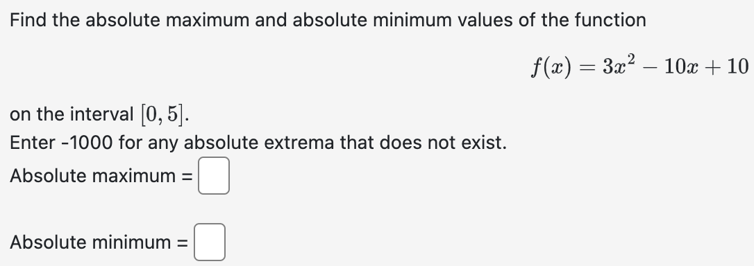 Solved Find the absolute maximum and absolute minimum values | Chegg.com