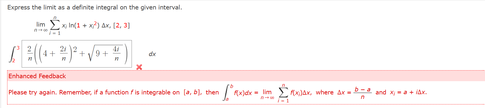 Solved Express the limit as a definite integral on the given | Chegg.com