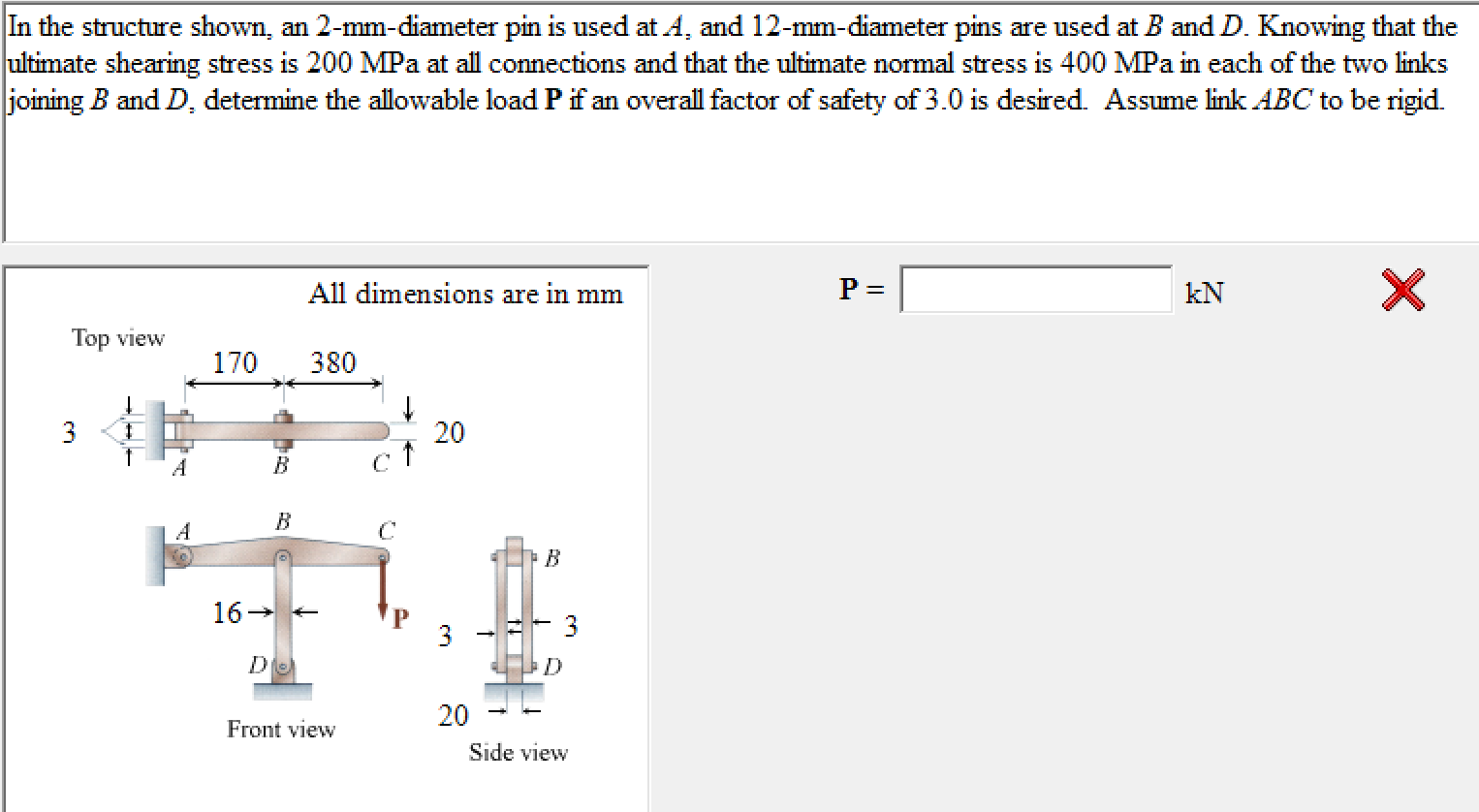 Solved In the structure shown, an 2-mm-diameter pin is used | Chegg.com