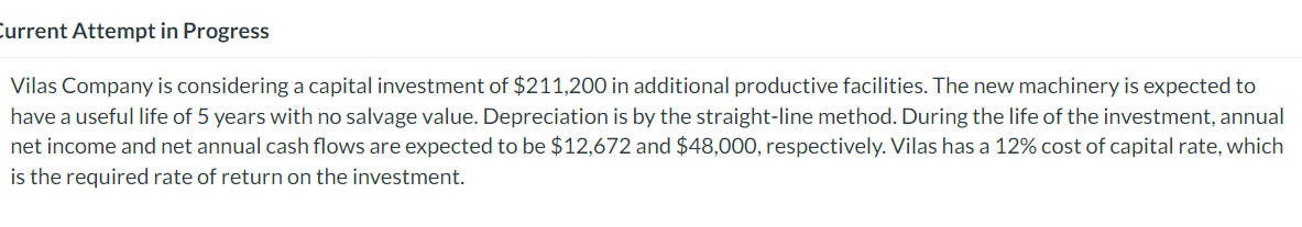 Solved Current Attempt in Progress Vilas Company is | Chegg.com