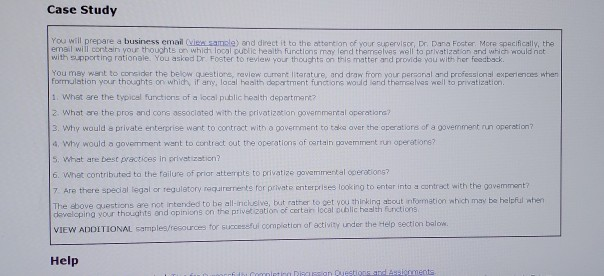 Case Study You will prepare a business emai l and | Chegg.com