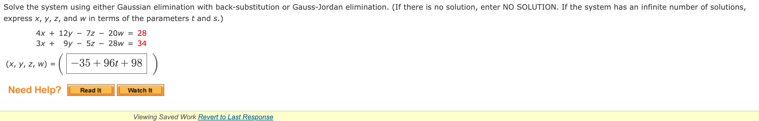 Solved Solve the system using either Gaussian elimination | Chegg.com